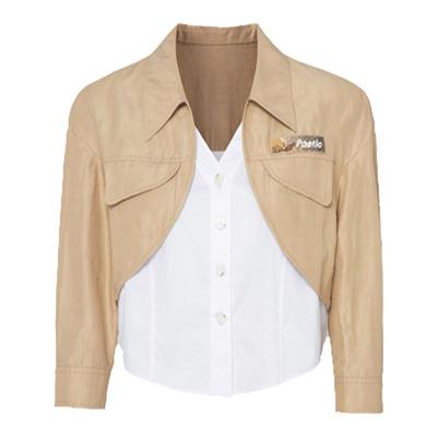 HPLY荷比俪夏季新款女拼接衬衫式翻盖装饰外套HYD23520175