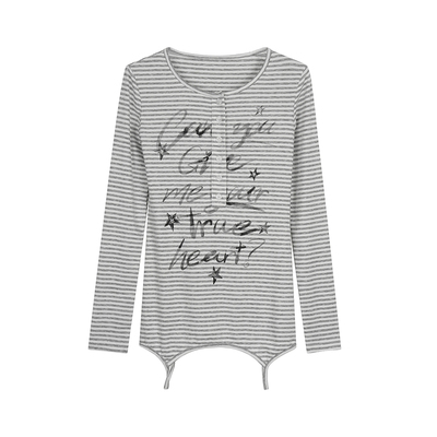 美式Y2K条纹长袖T恤女