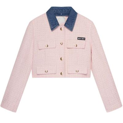 REVAN芮范设计师款小香风可卸牛仔领夹克RN70105214