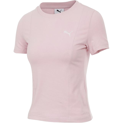 Puma/彪马正品新款女士经典针织圆领修身刺绣运动短袖631305-90