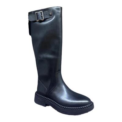 秋冬新款圆头厚底齿轮长筒靴