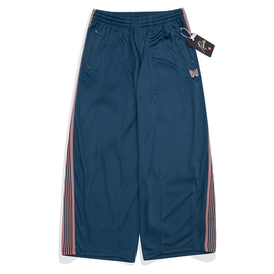 Needles蝴蝶刺绣条纹宽版直筒裤