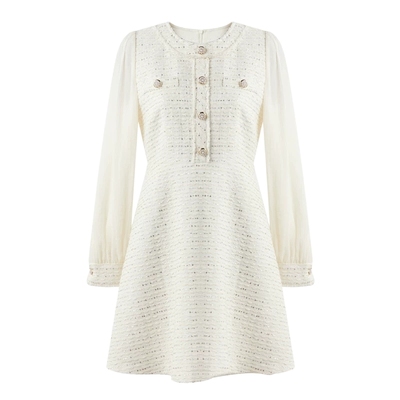 小香风优雅直筒型圆领纽扣