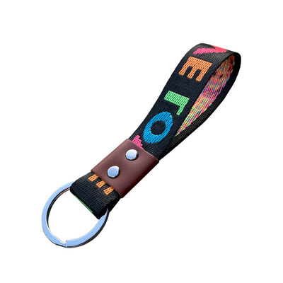 电绣彩色字母织带手拎汽车钥匙扣