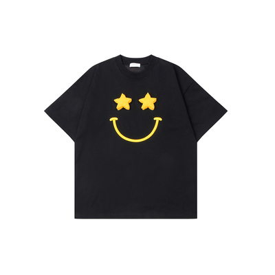 SQQZ PROJECT春夏新款 立体塞棉星星眼笑脸图案短袖T恤男女同款