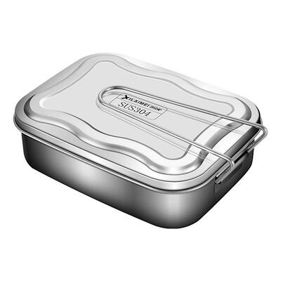 加厚长方形带盖食堂不锈钢饭盒