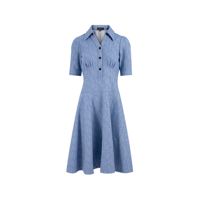 MARYLING牛仔V领短袖连衣裙