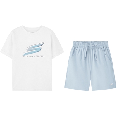 SKECHERS斯凯奇大童运动休闲短袖套服P226K047-0019