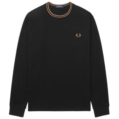 FRED PERRY男士休闲T恤2025冬季条纹圆领套头麦穗刺绣长袖潮M9602