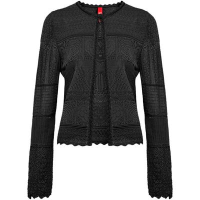 雅莹含桑蚕丝提花圆领针织开衫