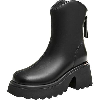 他她弹力小V靴休闲厚底