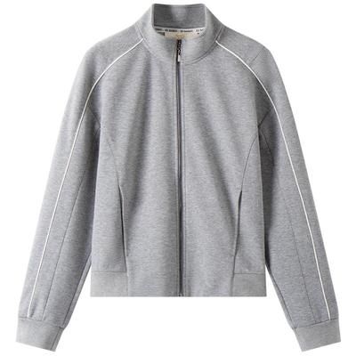 十二篮时尚复古运动灰色立领外套