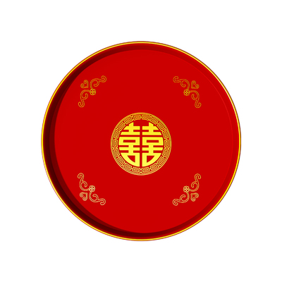 结婚红色烫金敬茶喜糖托盘