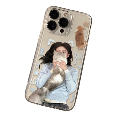 荣耀X70I鞠婧祎猫咪iPhone14苹果12创意OPPORENO15C透明13ProMax软17小众适用16PLUSins风手机壳红米K80Ultra