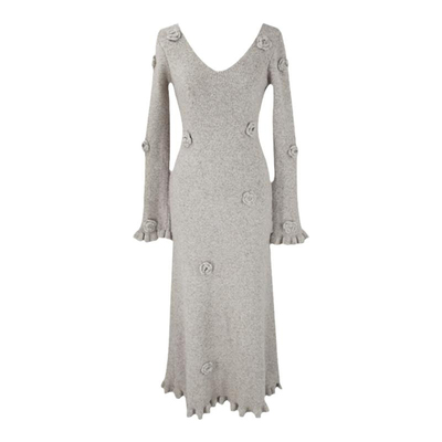 SYT现货花朵显瘦针织连衣裙