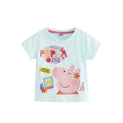 小猪佩奇女童短袖t恤2026夏季新款卡通印花纯棉童装上衣薄款体恤