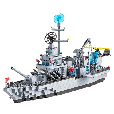 大型航空母舰积木8岁拼装玩具男孩益智驱逐军舰6岁以上生日礼物
