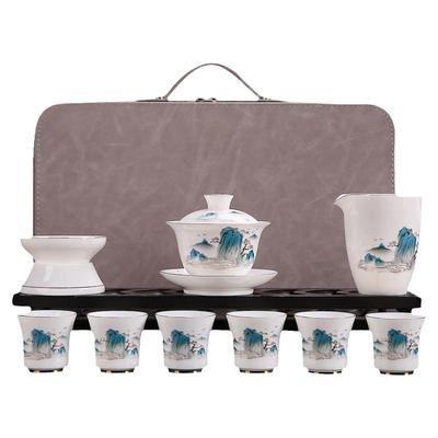 羊脂玉功夫茶具潮汕功夫茶具套装家用盖碗茶杯喝茶陶瓷礼品套装