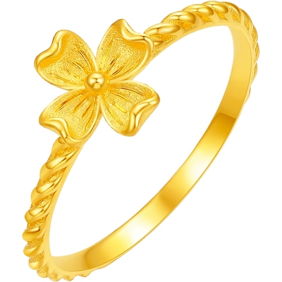周六福5G计价足金黄金戒指浪漫四叶草女戒游园绮梦系列新年礼物