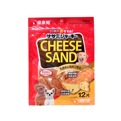 SUNRISE盛来知狗狗互动奖励训练零食奶酪夹心鸡胸肉干磨牙