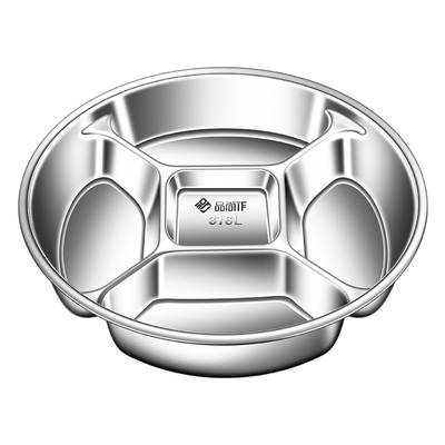 316L不锈钢分格餐盘厨房备餐小吃