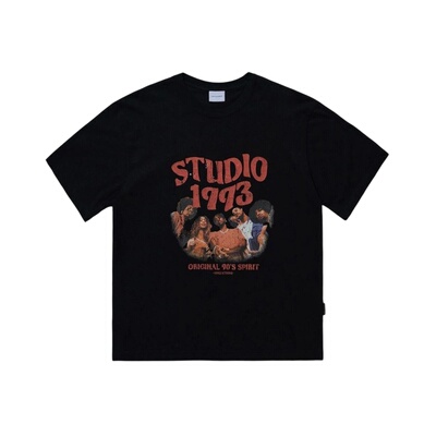 1993STUDIO WAVE STUDIO 图形T恤_VLACK MUSINSA韩国直邮官方正品