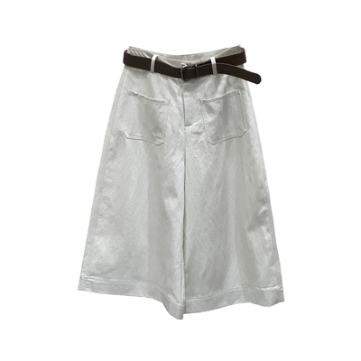 春季通勤简约高腰显瘦阔腿七分裤