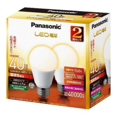 【日本直邮】松下LED灯泡x2 26mm/40w 白炽灯 室外 LDA5LGK40ESW2