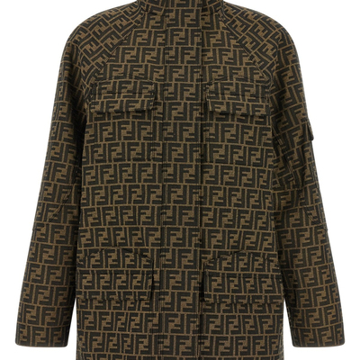 FENDI 芬迪女士saharan 老花多袋立领外套2026早春新款意大利代购