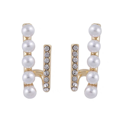 SUGAR双层锆石珍珠耳钉新款2026年爆款独特设计高级感气质耳环女