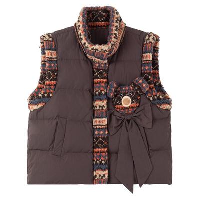 KEIKO费尔岛羊羔绒拼接棉服马甲