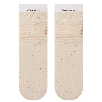 moremoli咖色点子纱纯棉中筒袜