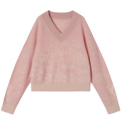 谜底V领套头针织衫长袖2025冬季新品蓬松保暖柔软百搭女254MZ1881