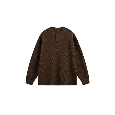 GOKIGA秋冬潮流复古亨利领毛衣男