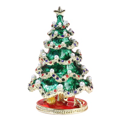 复古圣诞树首饰盒珐琅小摆件