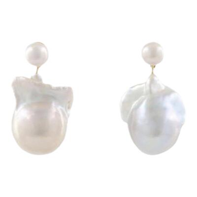 法式吊坠巴洛克法式淡水珍珠耳饰