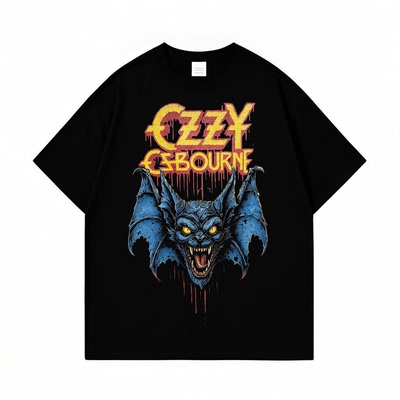 Ozzy Osbourne乐队摇滚蝙蝠印花短袖T恤男女高街风纯棉个性上衣夏