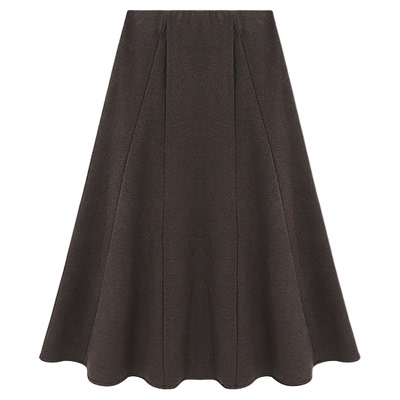 Basic House/百家好羊毛毛呢半身裙女冬季新款复古加厚A字伞裙子