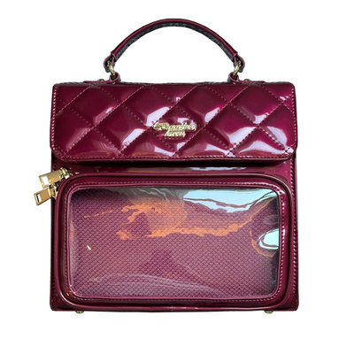 Baachoo原创 漆皮菱格小方痛包双肩斜挎手提日常精致通勤小食量