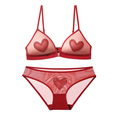 红色前扣大胸显小文胸