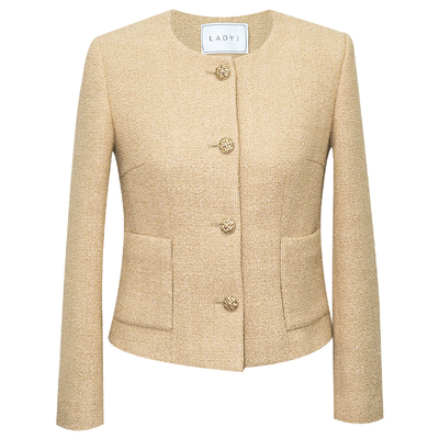 LadyJ进口亮丝粗花呢小香套装