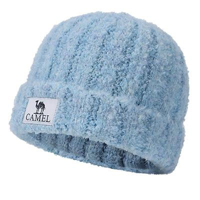 骆驼奶芙帽羊毛纱针织帽女男秋冬季大头围显脸小保暖毛线帽子