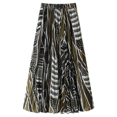 度假风复古印花半身裙气质长裙薄女2026夏季高腰A字大摆显瘦半裙