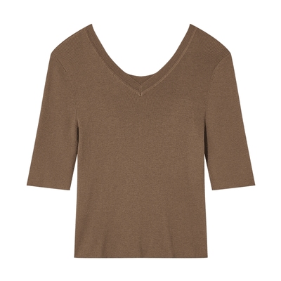 MSLAN修身时髦两穿羊毛针织短袖