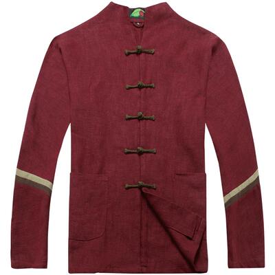 楠中式唐装100苎麻盘扣休闲外套