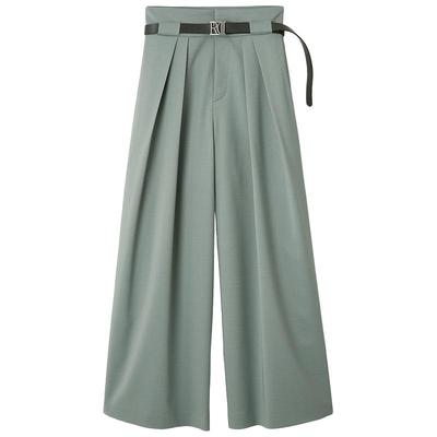 FRAY I.D2025秋冬新品通勤简约高腰腰带压褶阔腿休闲裤FWFP254130