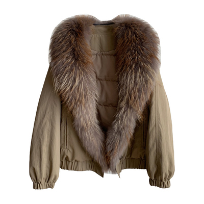 厚貉御寒/貉子毛领90白鹅绒羽绒服派克服2025冬季新款皮草外套女