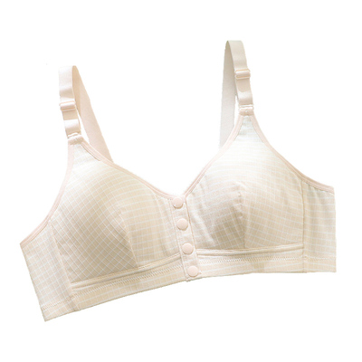 中老年妈妈文胸纯棉前扣无钢圈