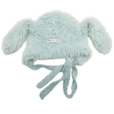 毛绒兔子耳朵可爱保暖毛线帽女