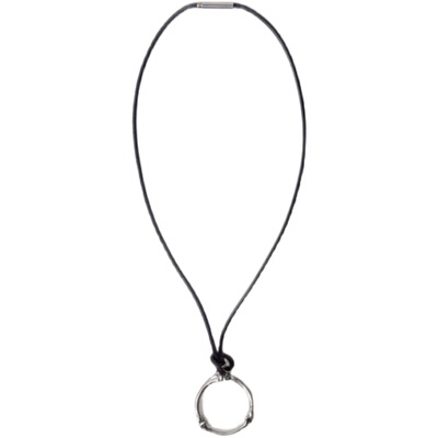 骨头圆环项链皮绳情侣925银